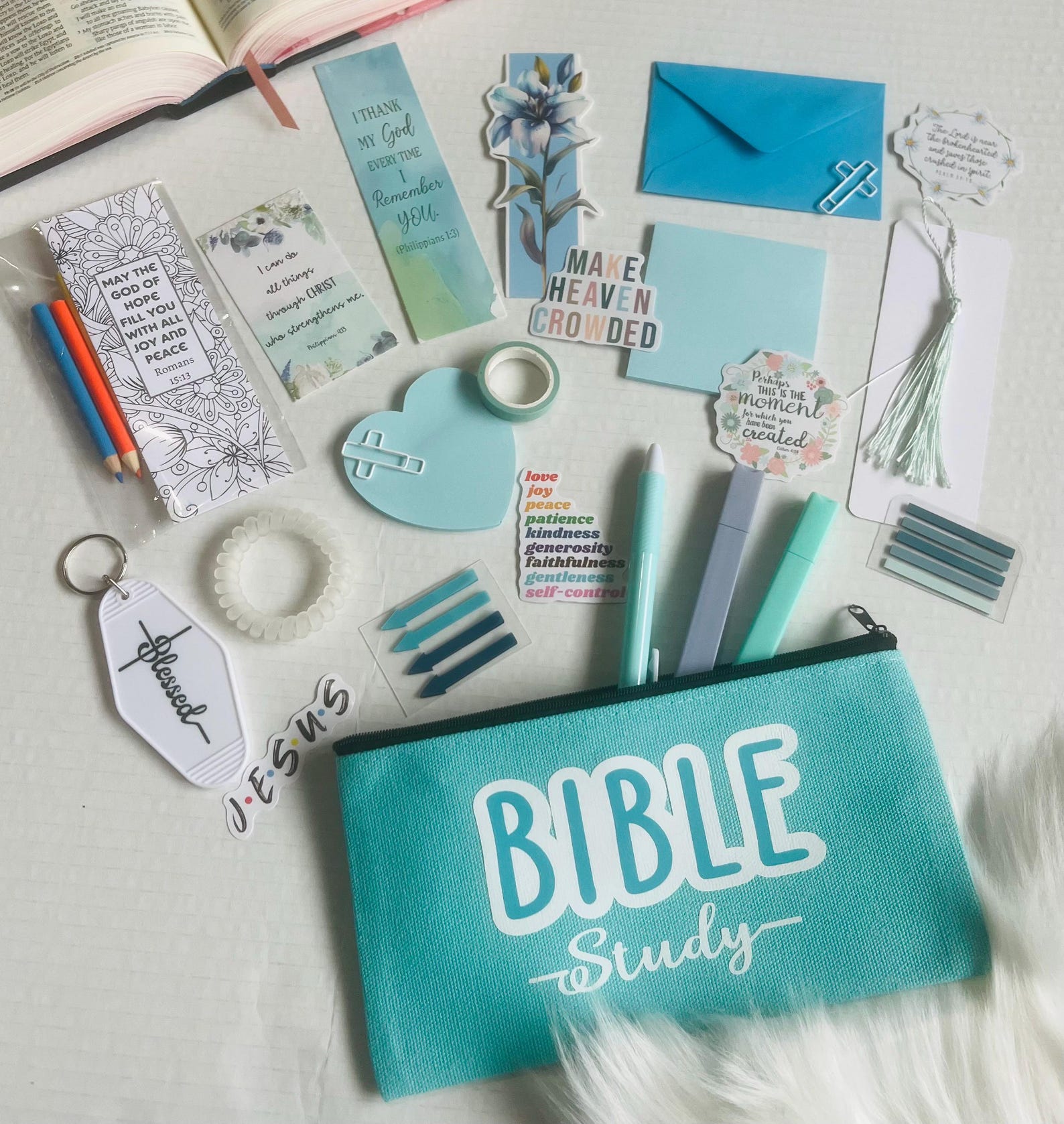 Bible Study Kit Bible Pouch Bag Bookmark Sticker Faith Based Bible ...