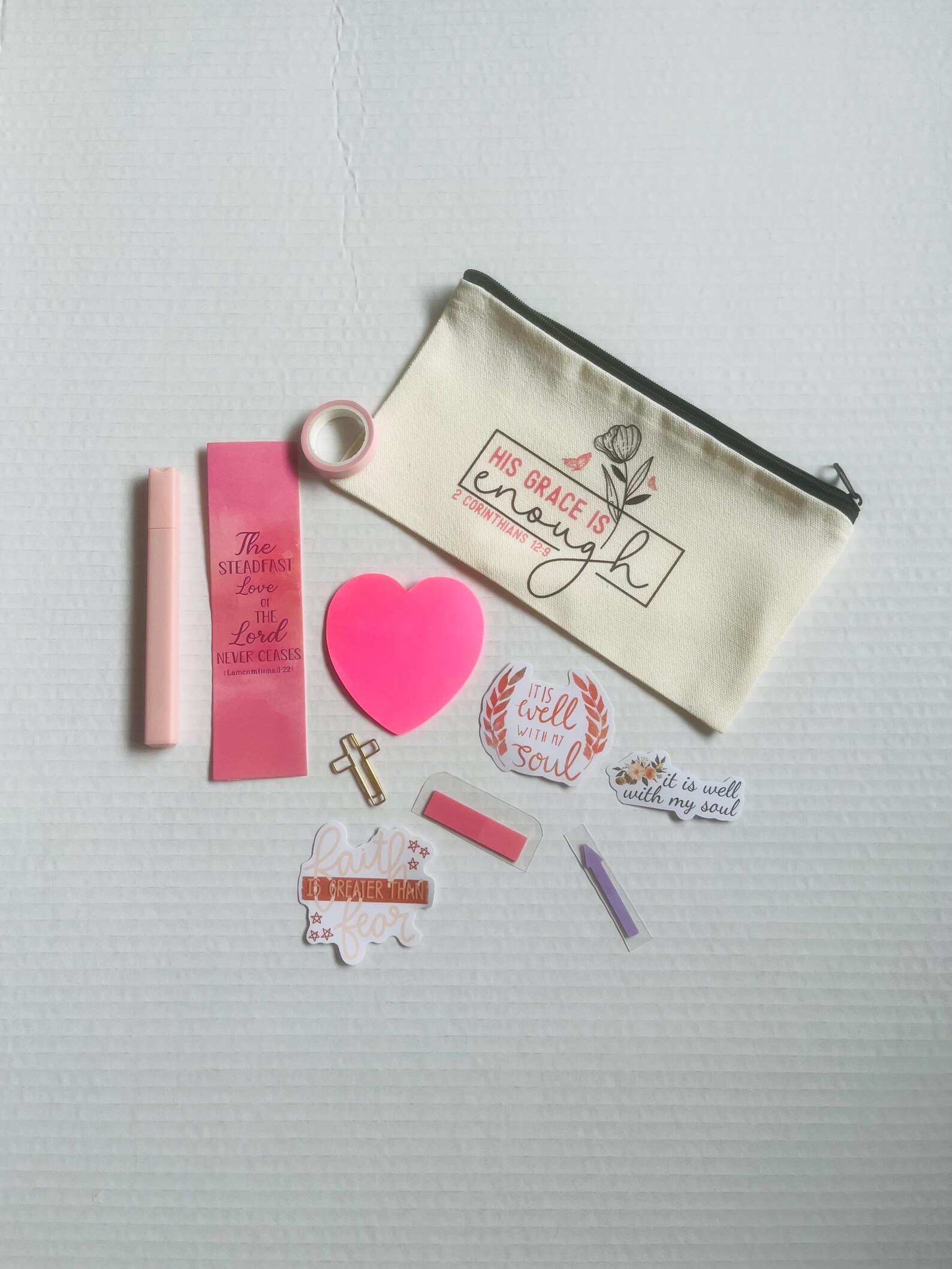 Bible Study Kit Bible Pouch Bag Bookmark Sticker Faith Based Bible ...