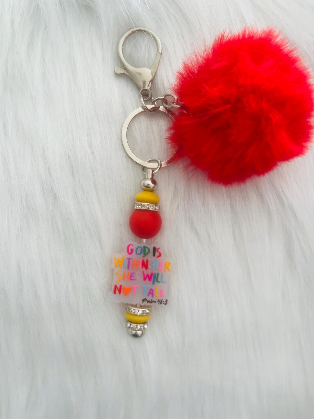 Custom Red Bible Keychain Unique Silicone Beaded Keychain Bible Keyring ...