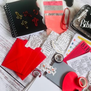 BLACK Bible Study Box Bible Pouch Bag Bookmark Sticker Faith Based ...