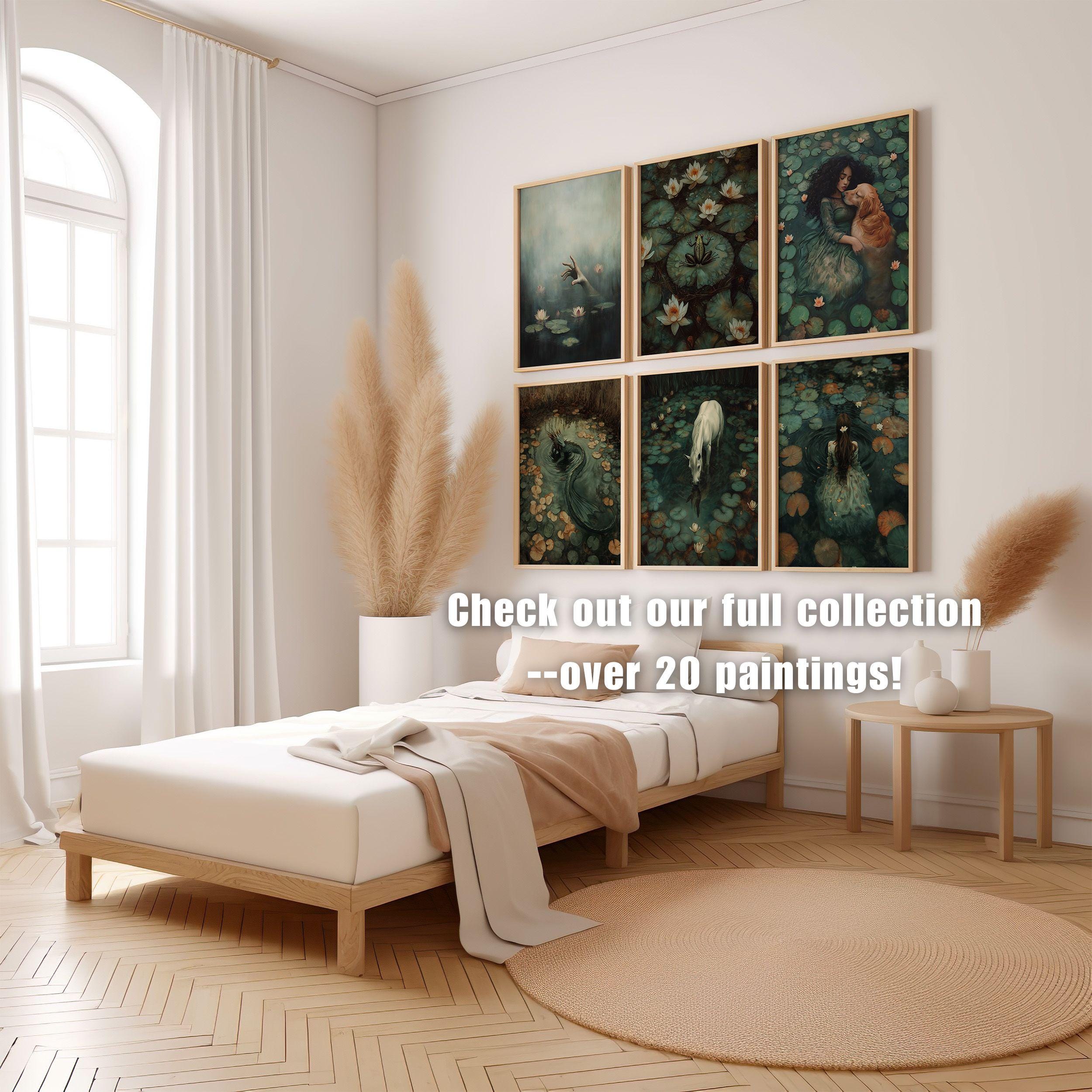 Water Dragon in Lily Pond Wall Art, Mythical Fantasy Swamp Creature ...