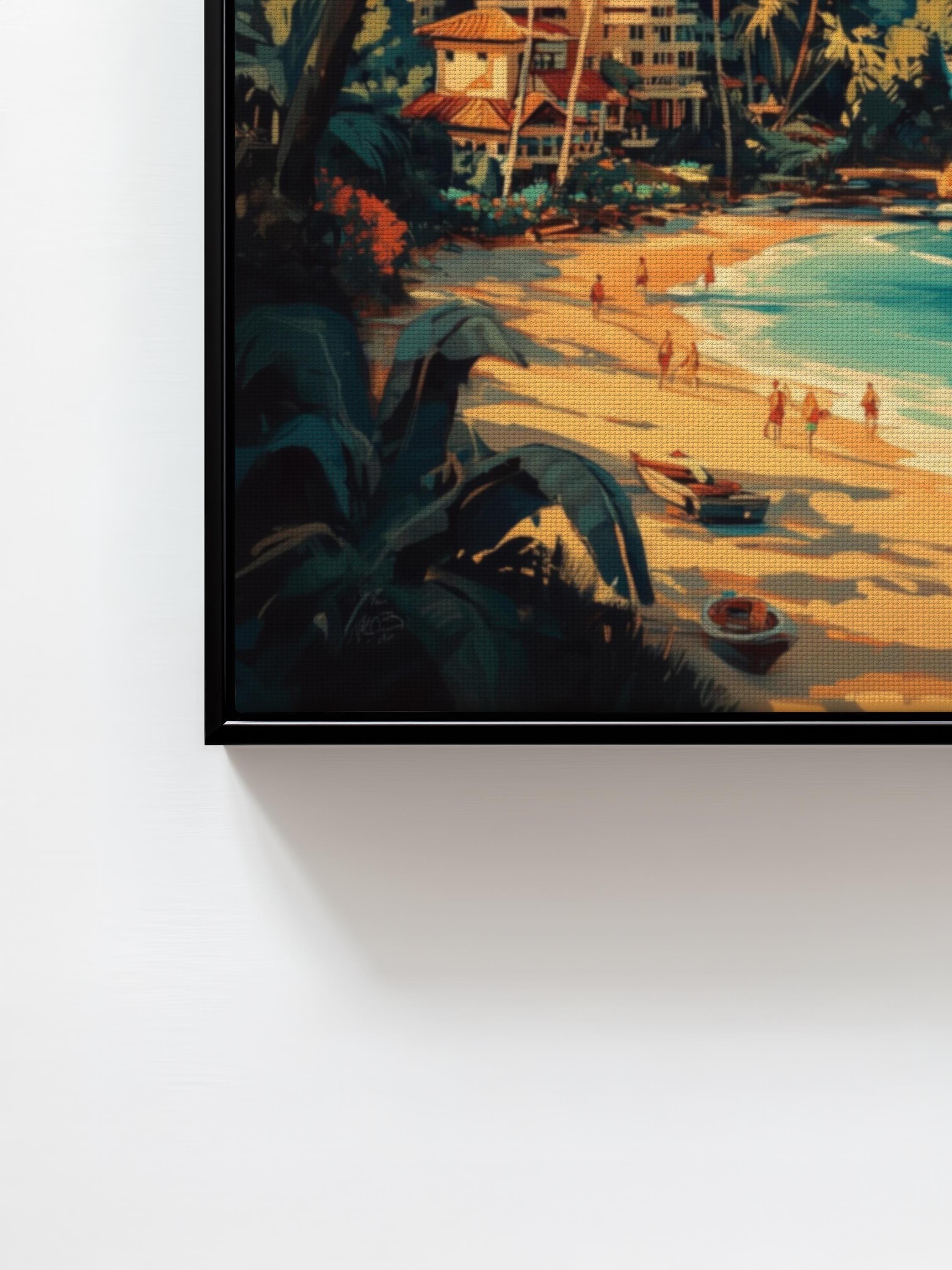Retro Hawaii Beach Wall Art Horizontal Hawaiian Scenery Painting ...