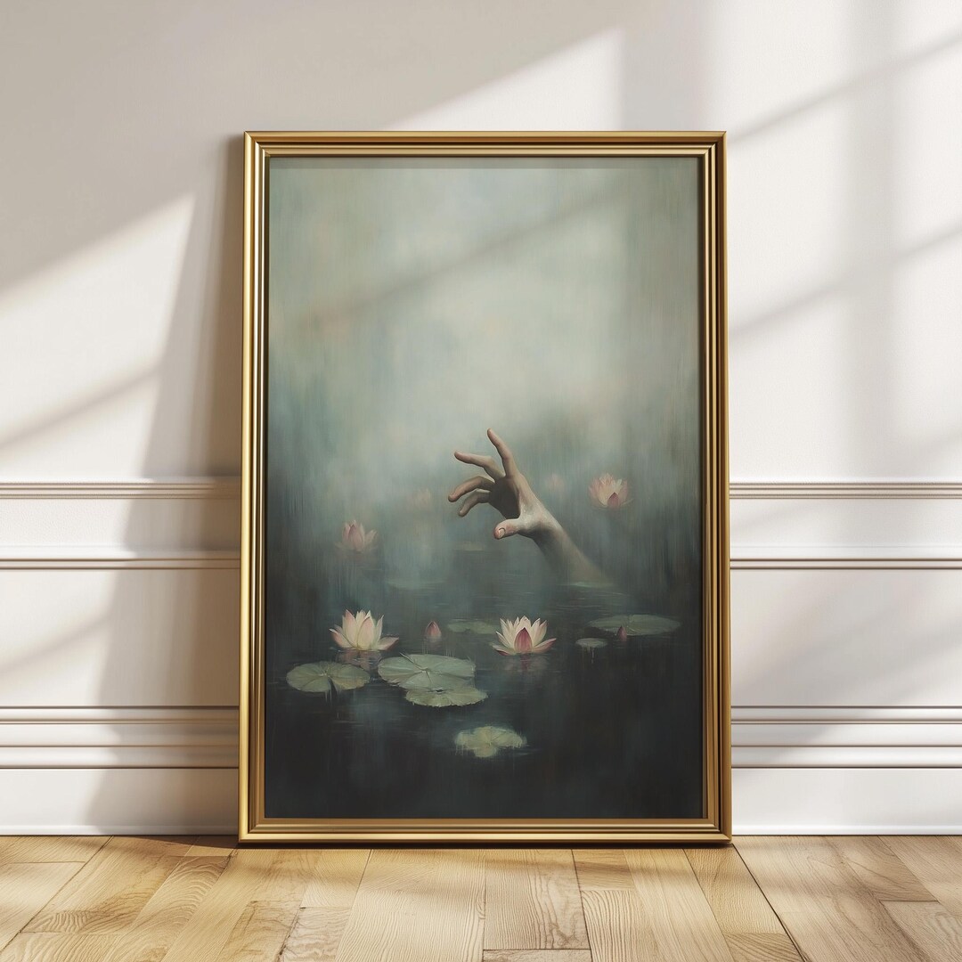 Moody Horror Drowning Hand in Water Wall Art Print, Dark Gothic Water ...