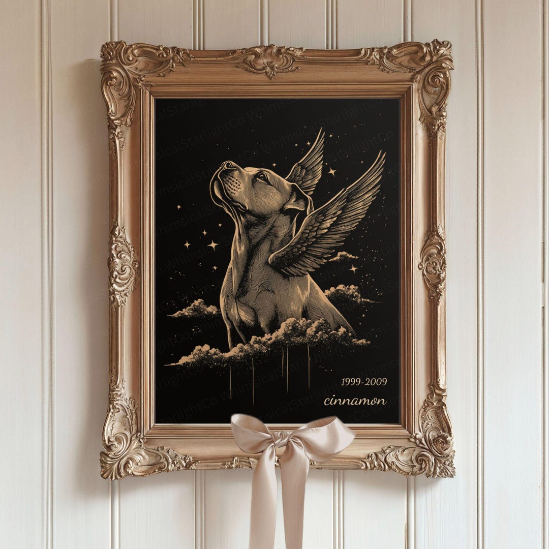 Personalized Pit Bull Memorial Wall Art, Angel Wings Pitbull Loss Gift ...