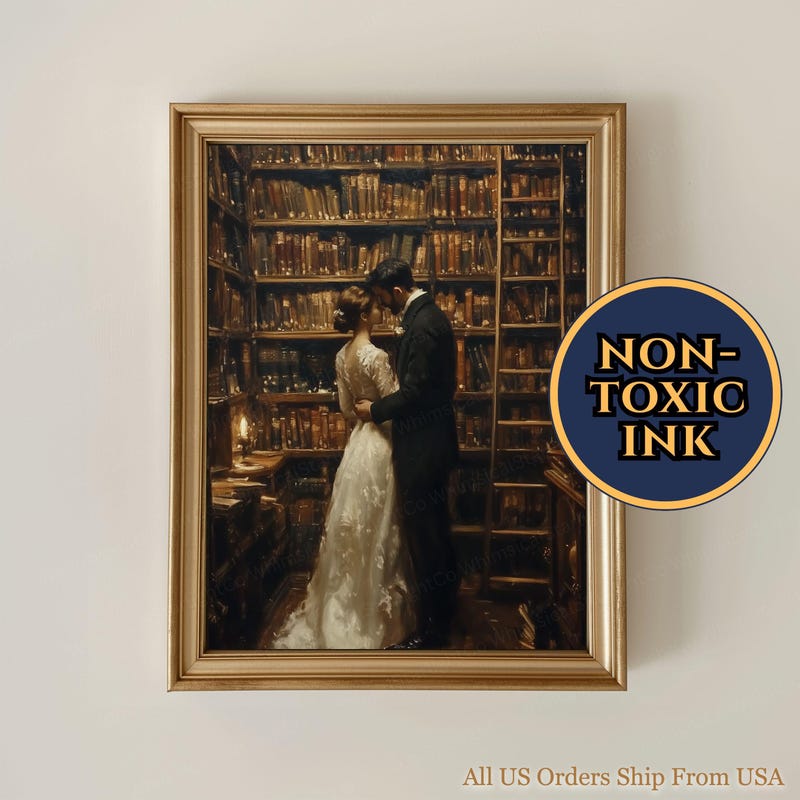 Vintage Couple in Library - Etsy