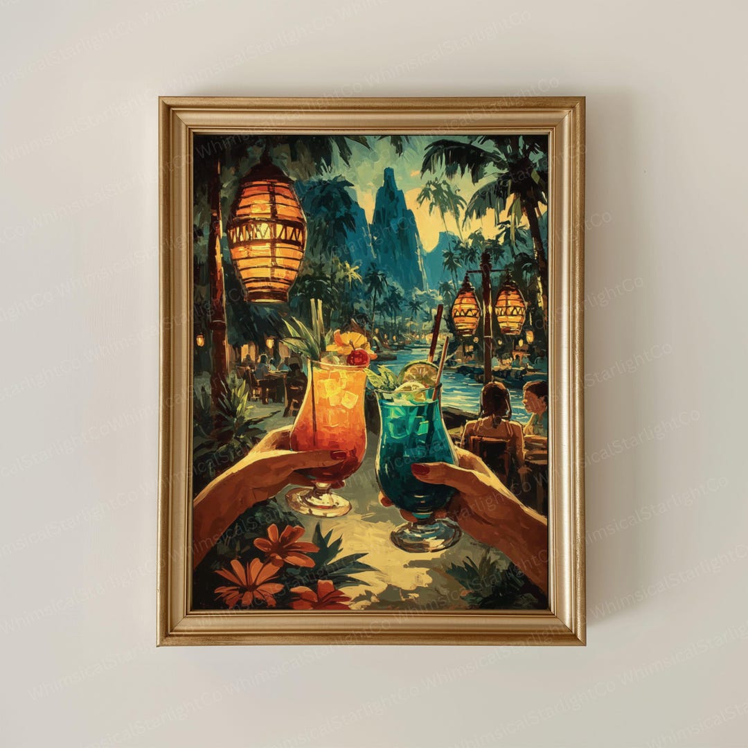 Tiki Bar Wall Art Tropical Cocktails Print Bottoms up Cheers Artwork ...