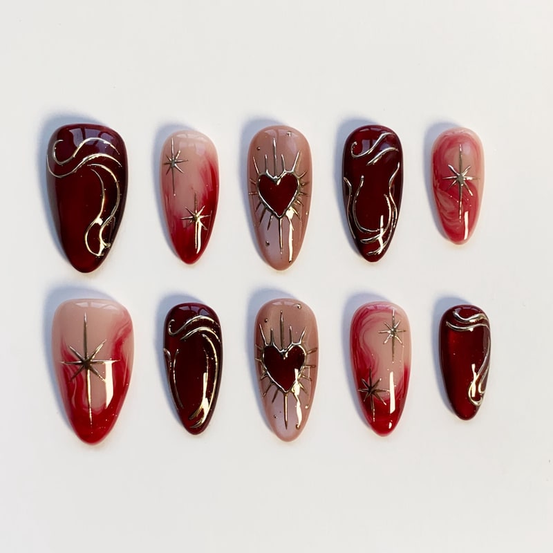 Red Press on Almond - Etsy