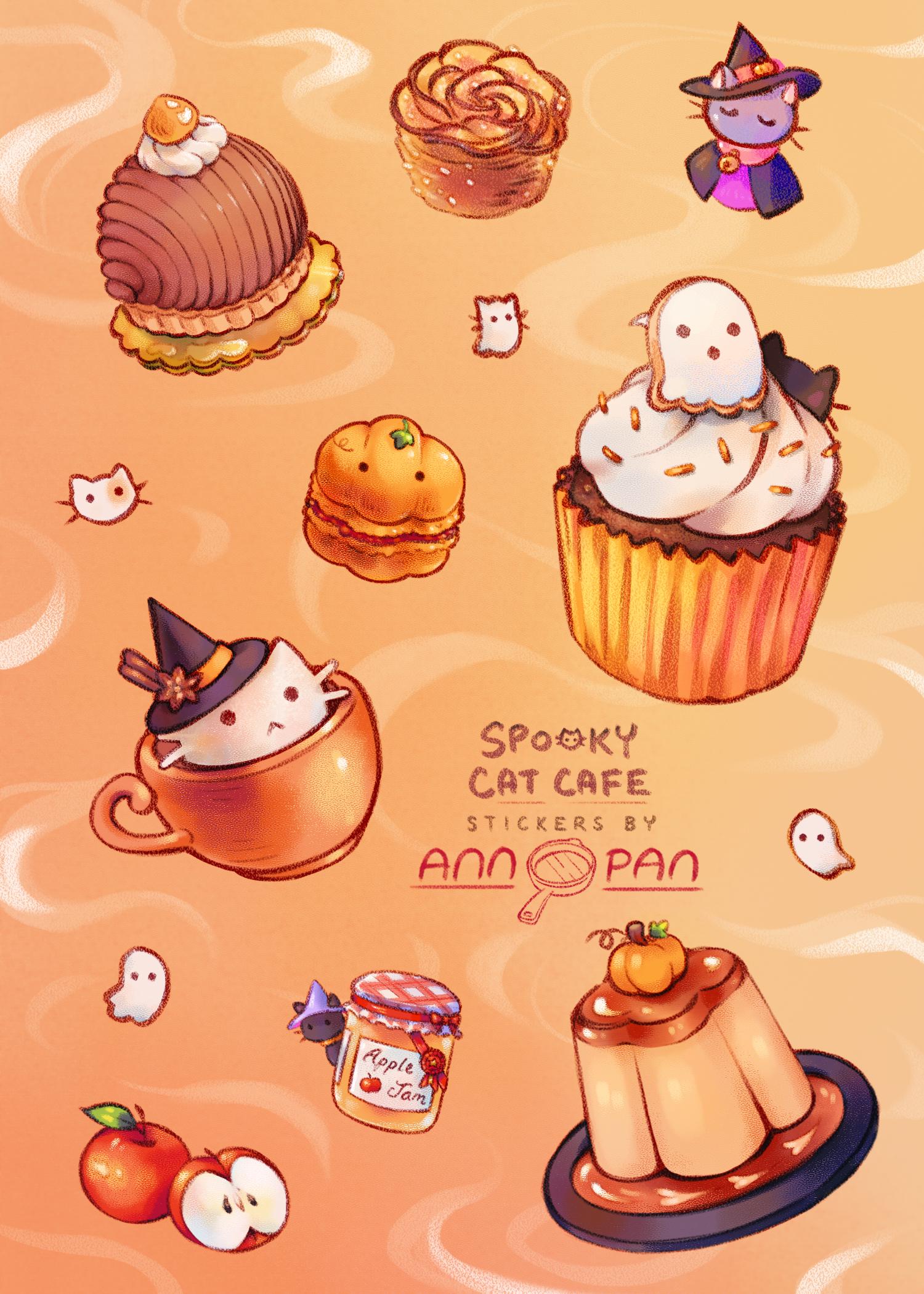 Spooky Cat Cafe Sticker Sheet - Etsy
