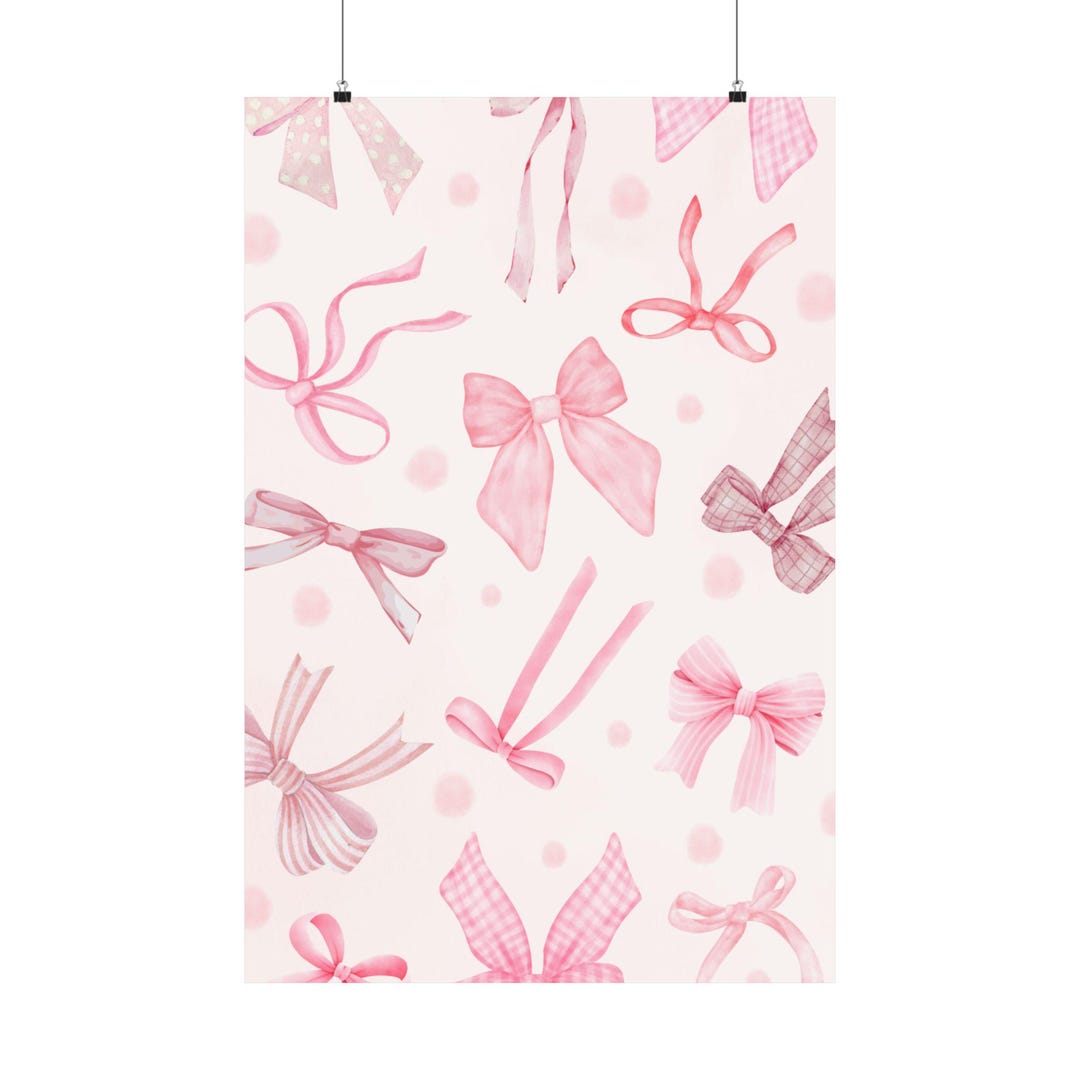 Vertical Posters Bow, Coquette, Cute Pink Bows for Girls Room, Linda ...