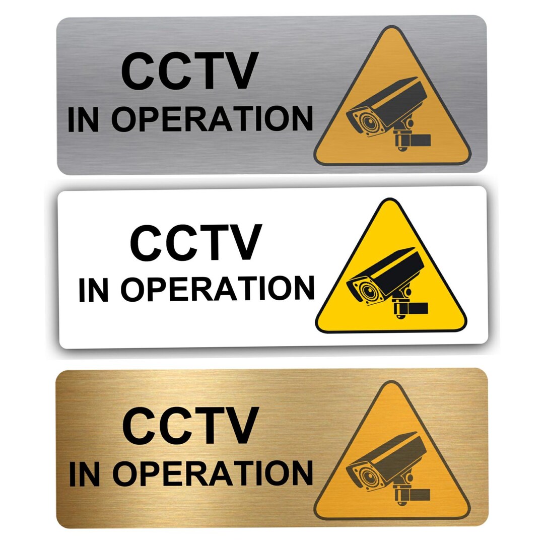 Metal CCTV in Operation Sign, Brushed Silver Aluminium - Etsy