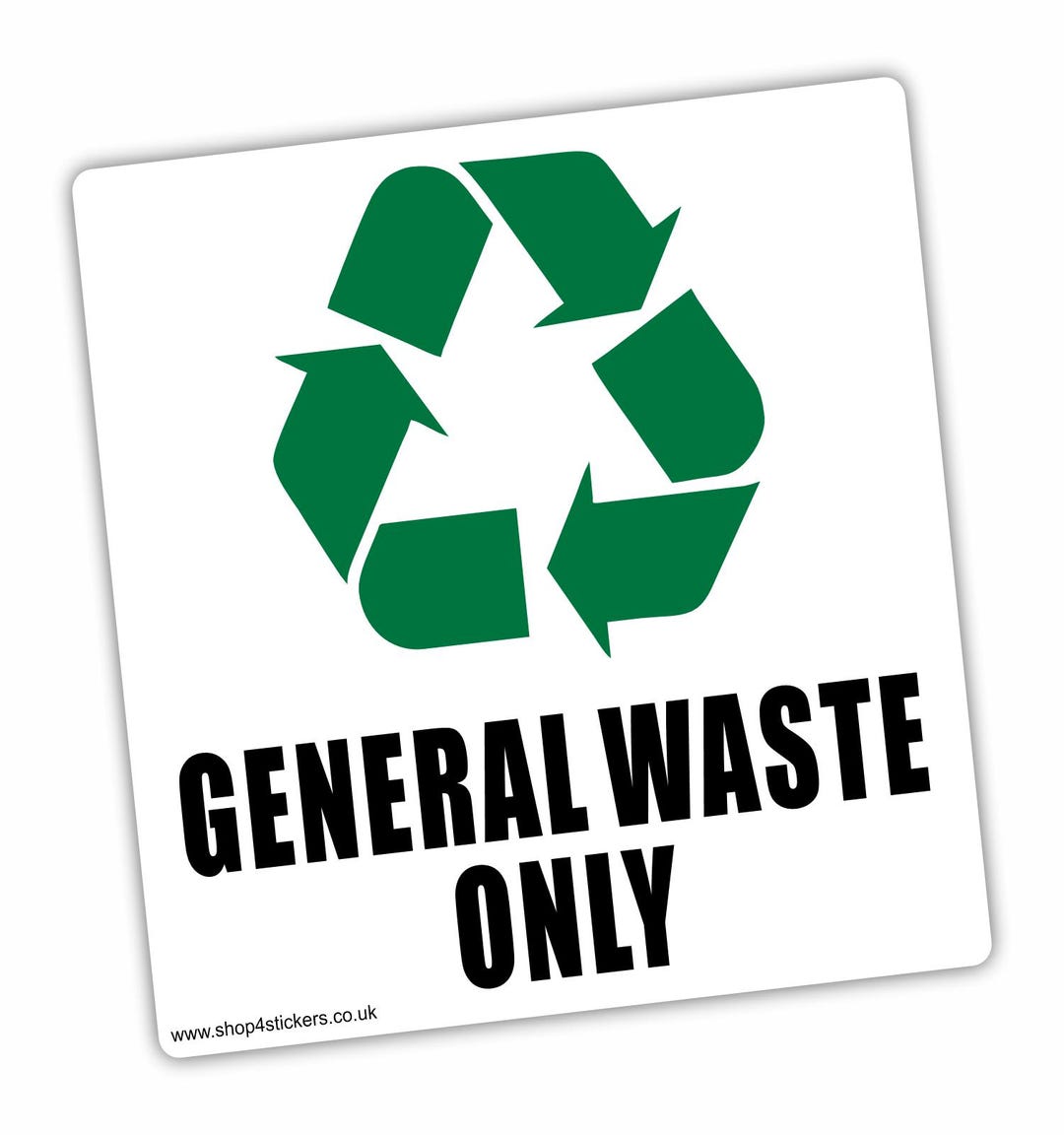 1 X Sticker General Waste Only Recycling Bin Environment Recycle Symbol ...