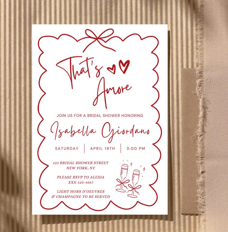 That's Amore Invitation, Italian Theme Bridal Shower Invitation ...
