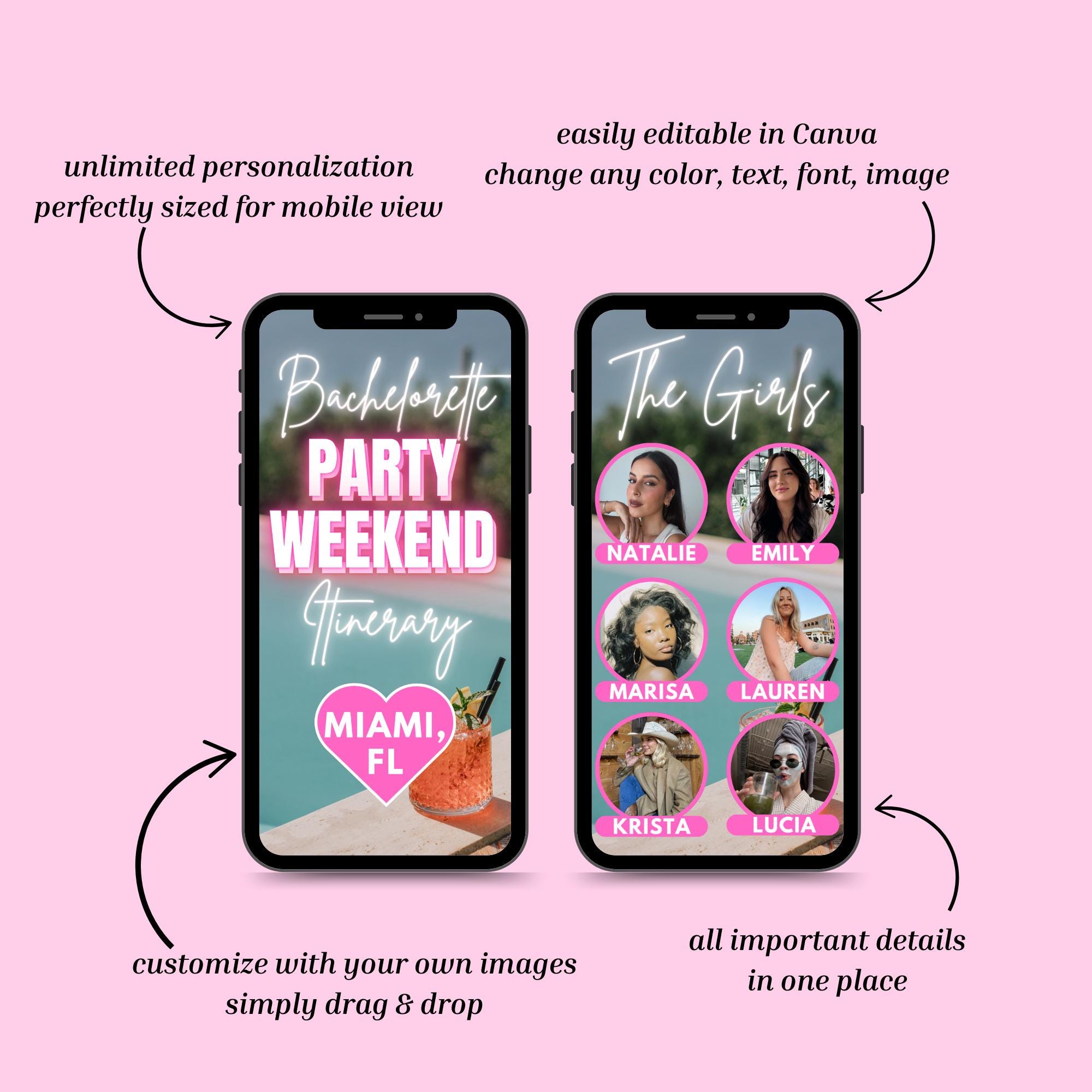 Girls Trip Itinerary, Trip Itinerary, Animated Itinerary, Digital ...