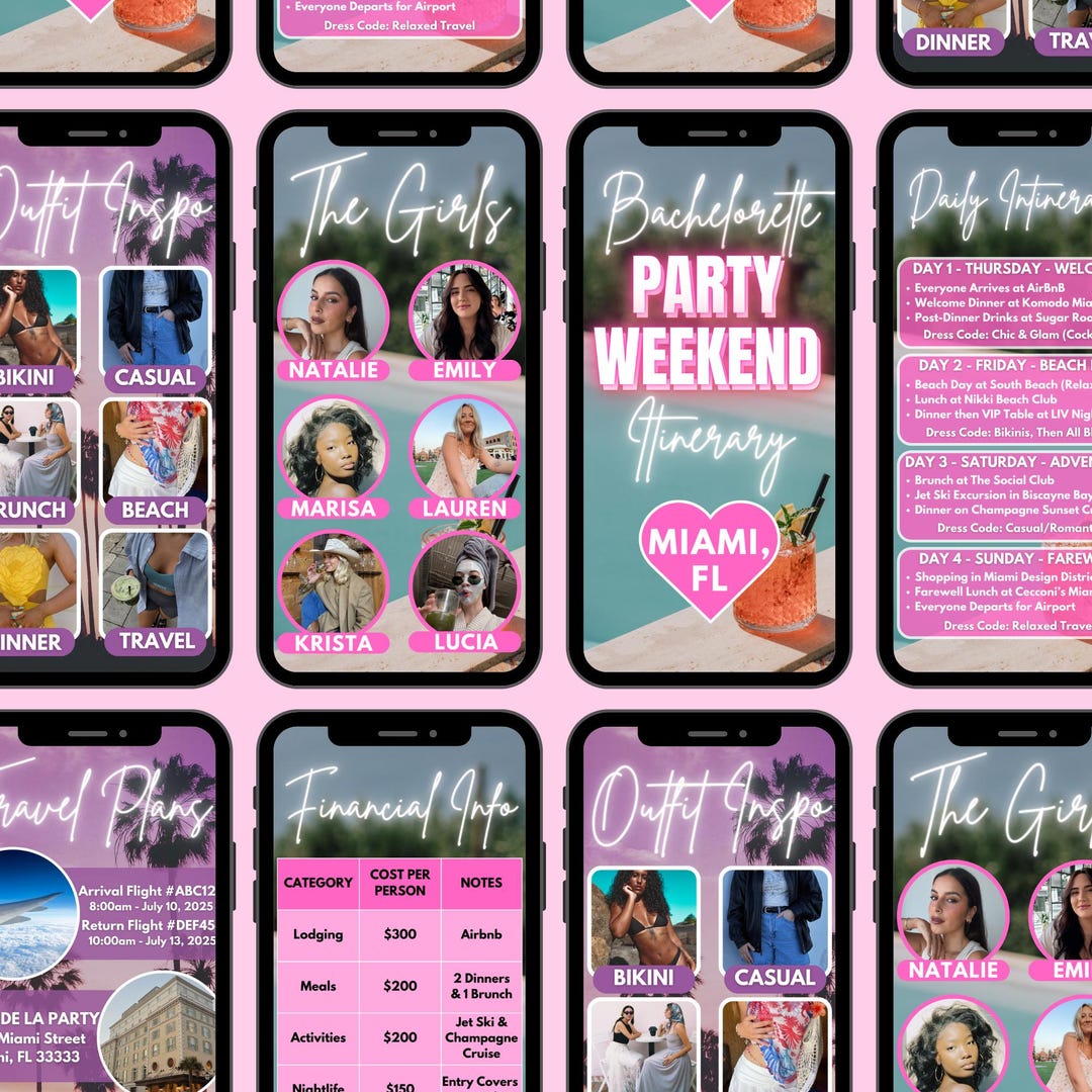 Girls Trip Itinerary, Trip Itinerary, Animated Itinerary, Digital ...