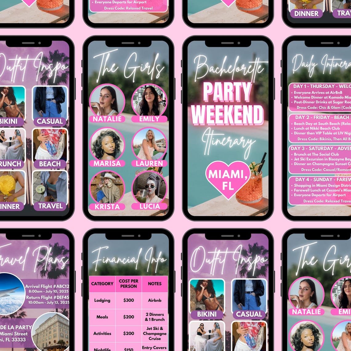 Girls Trip Itinerary, Trip Itinerary, Animated Itinerary, Digital ...