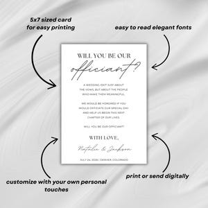 Officiant Proposal, Will You Be Our Officiant Printable Card, Wedding ...