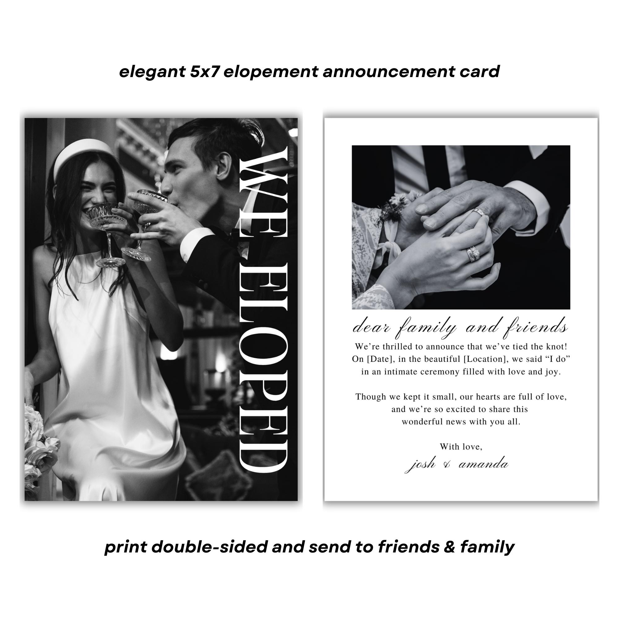 Elopement Announcement, We Eloped Card, Elopement, Photo Elopement ...