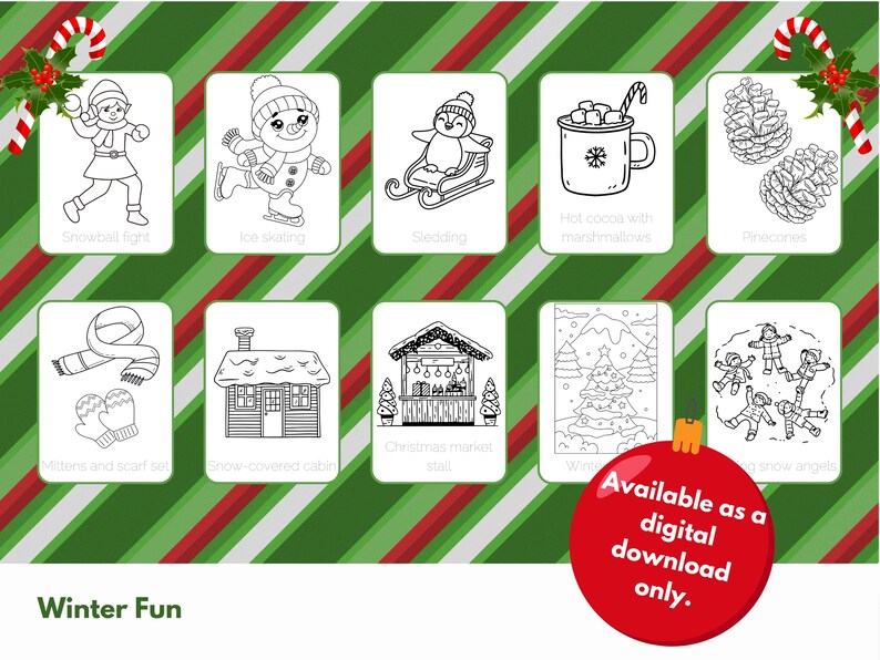 Fun Christmas Coloring Pages for Kids - Etsy