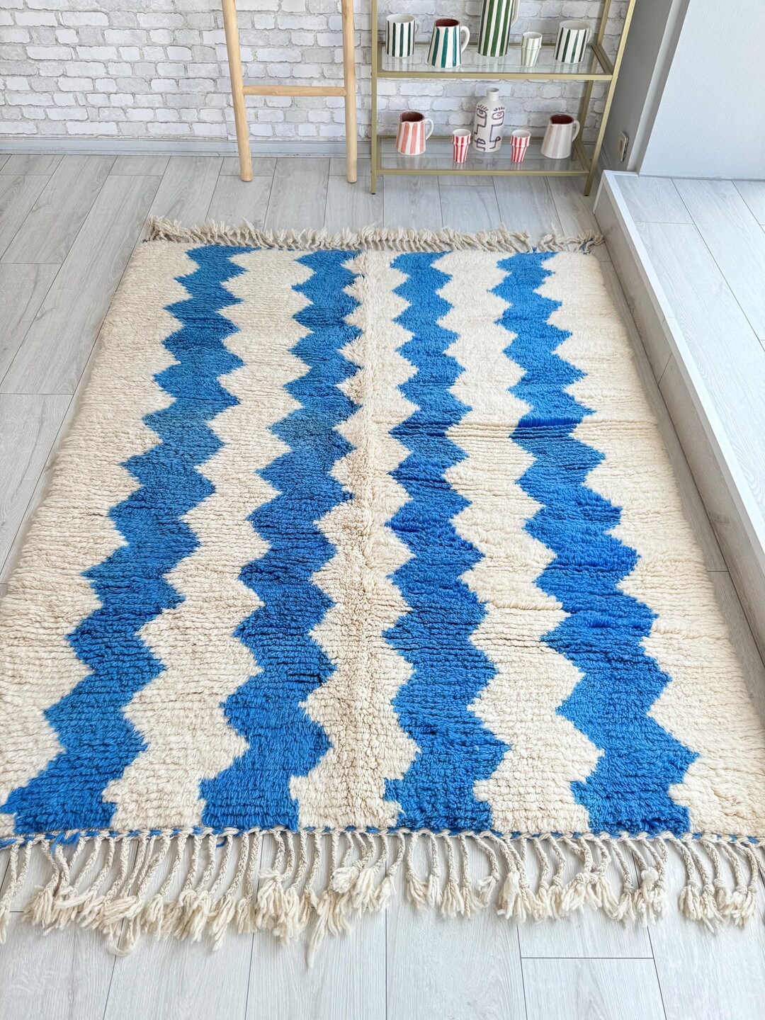 Blue Morrocan Rug ,rug for Living Room, Moroccan Rug Handmade , Wool ...