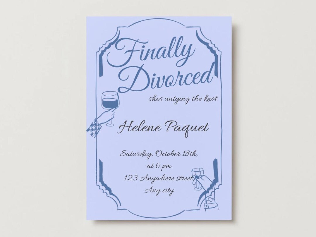 Divorce Party Invitation Canva Template | Finally Divorced Editable Invite | Untying the Knot ...