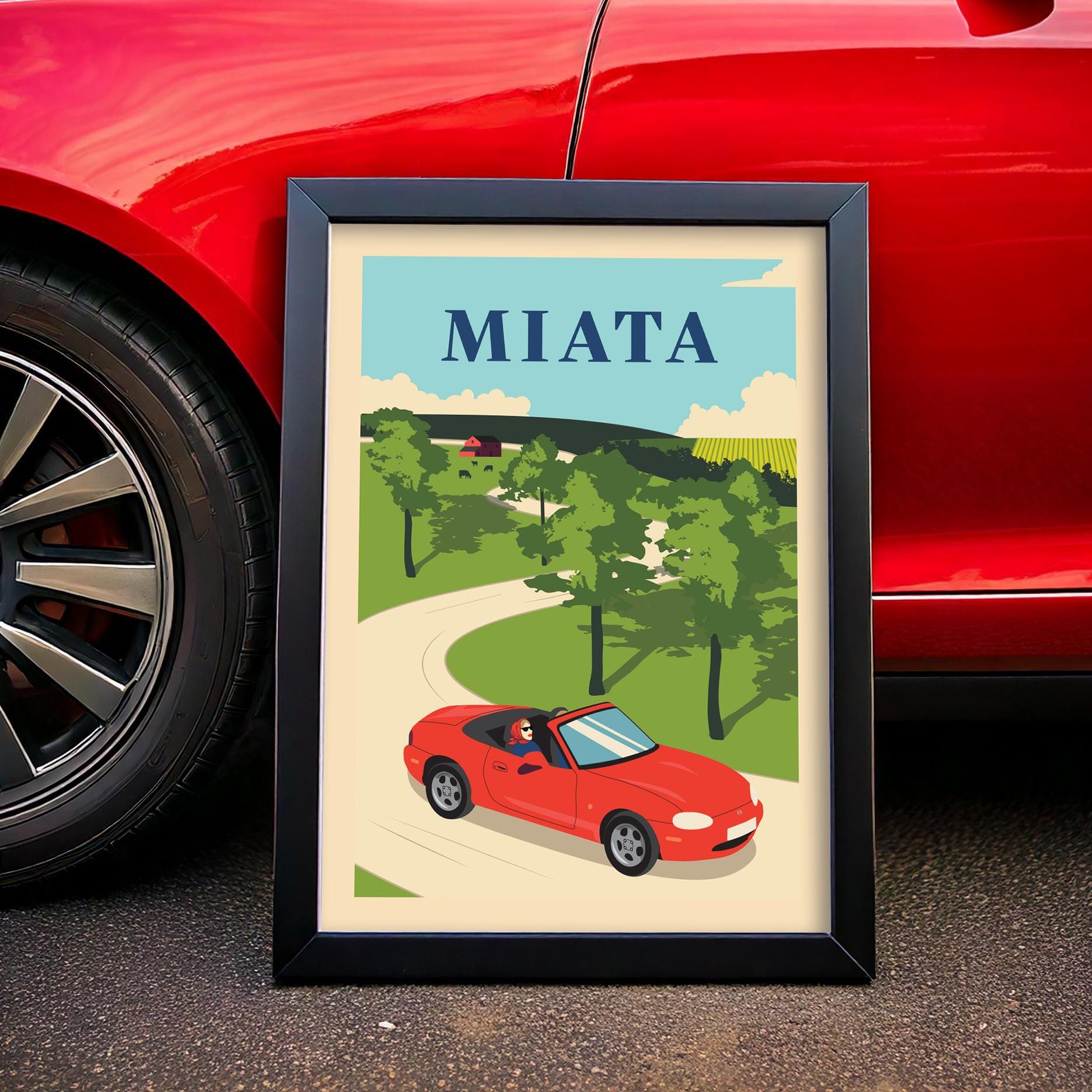 Retro Mazda MX5 Miata Poster | Vintage Convertible Wall Art | Perfect ...