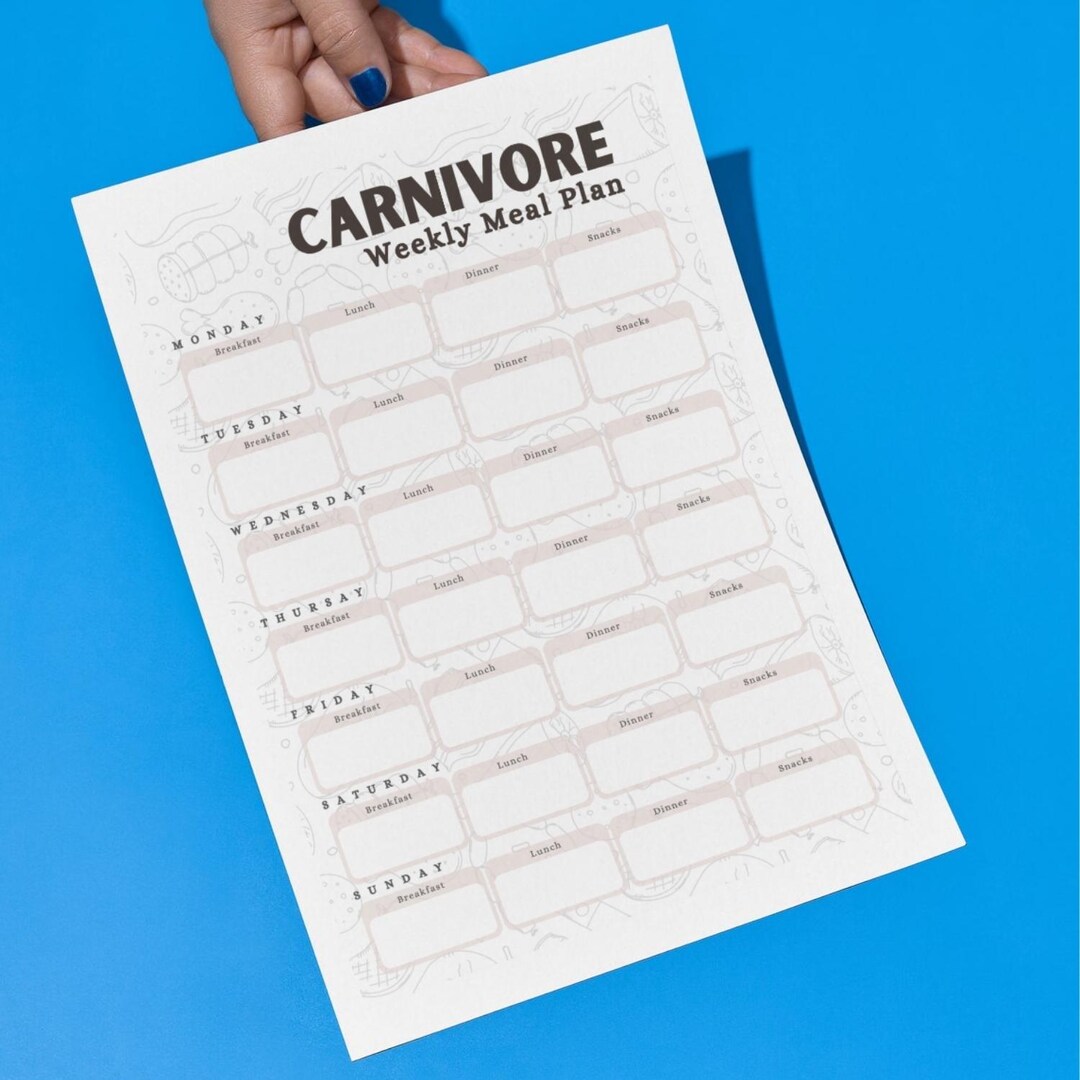 Carnivore Weekly Meal Plan Printable Digital File PDF - Etsy Australia