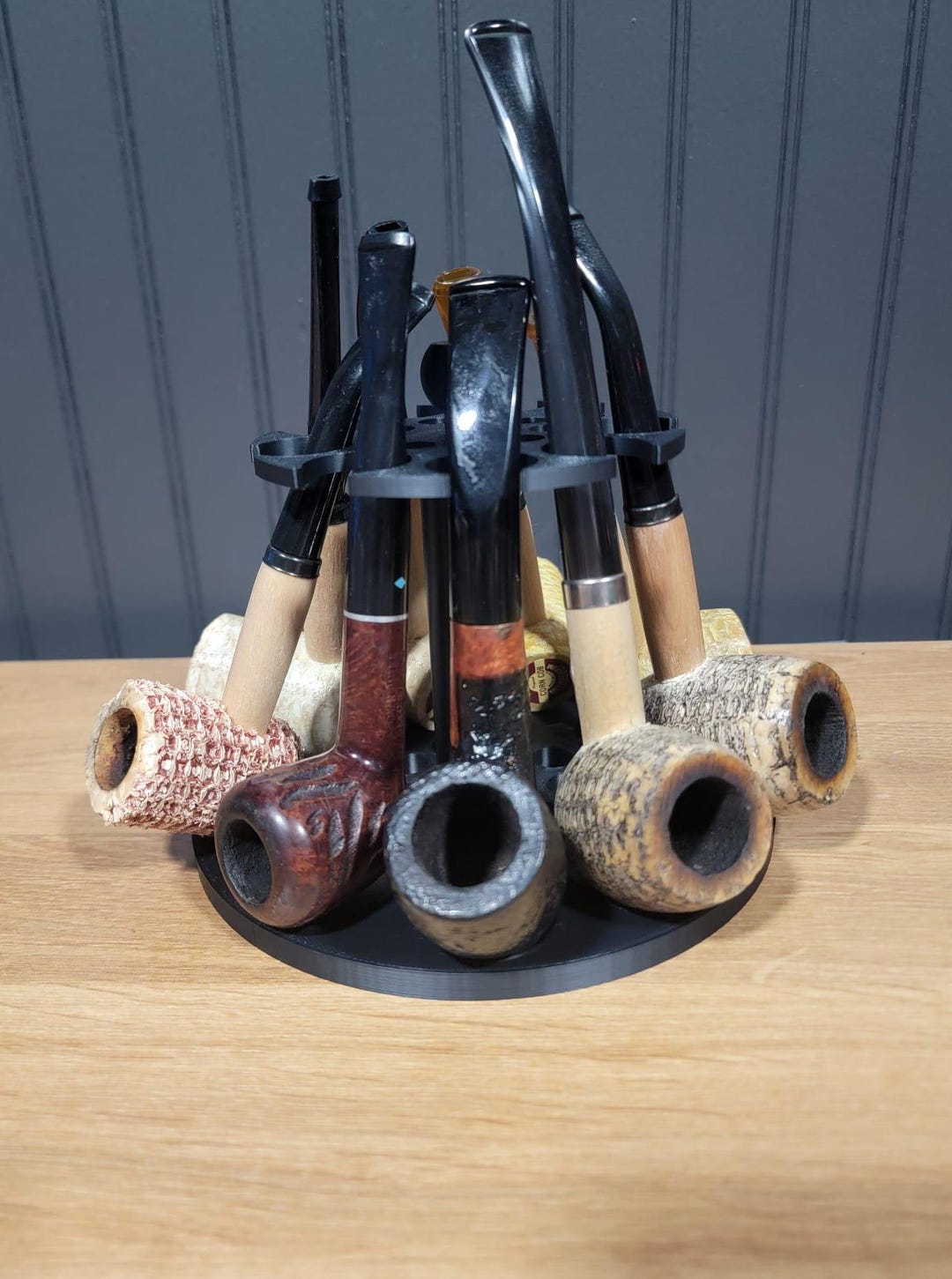 Tobacco Pipe Rack for 9 Pipes - Pipe Stand - Pipe Display - Desktop ...
