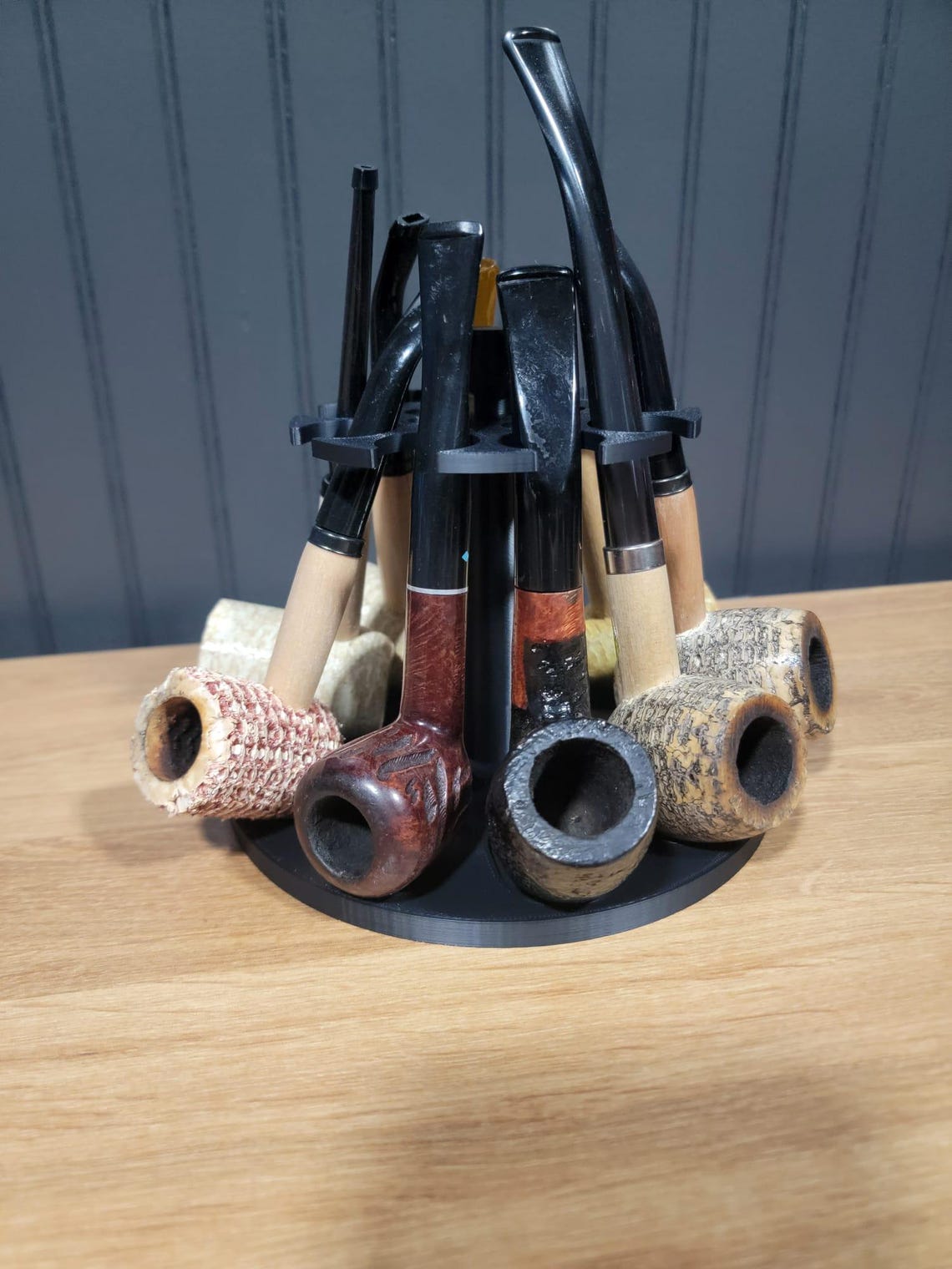 Tobacco Pipe Rack for 9 Pipes - Pipe Stand - Pipe Display - Desktop ...