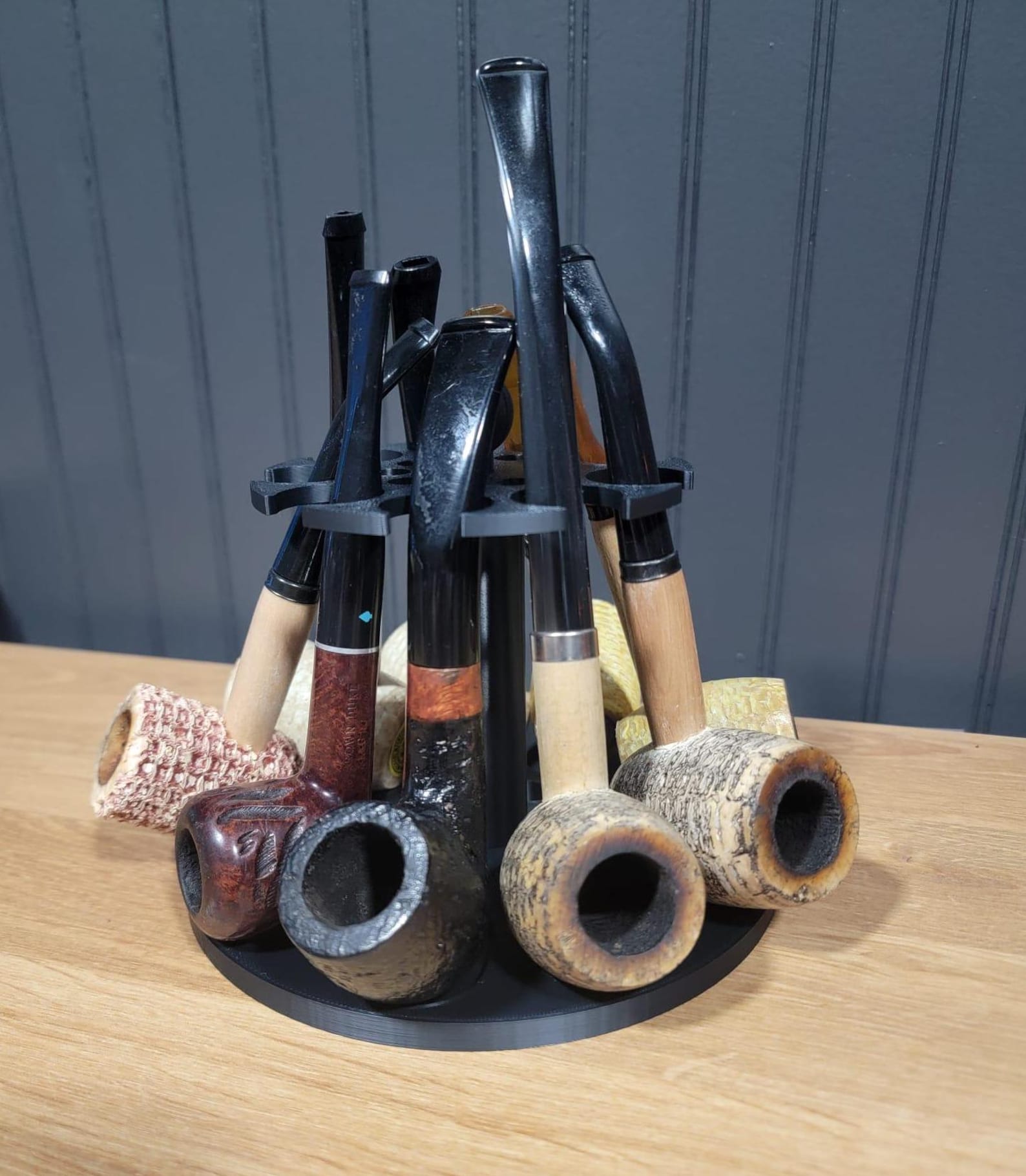 Tobacco Pipe Rack for 9 Pipes - Pipe Stand - Pipe Display - Desktop ...