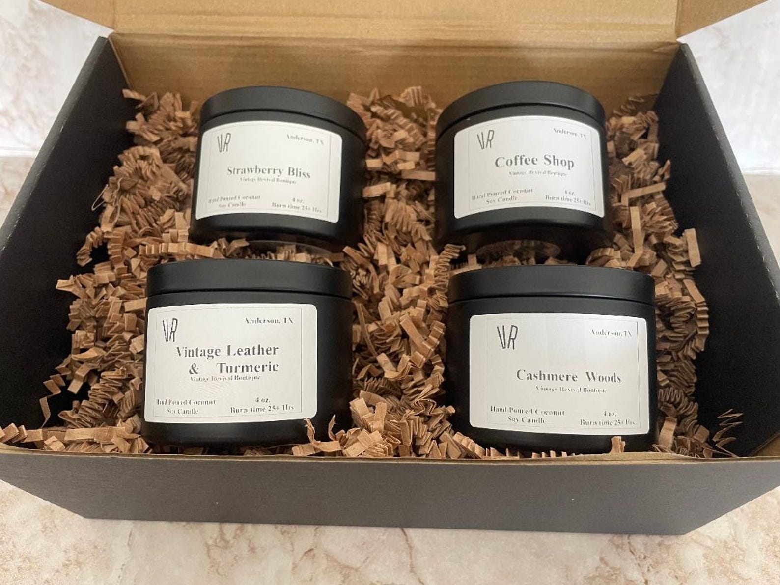 YOUR CHOICE! Gift Box Set- Includes 4 Scented Soy Candles With Wood ...