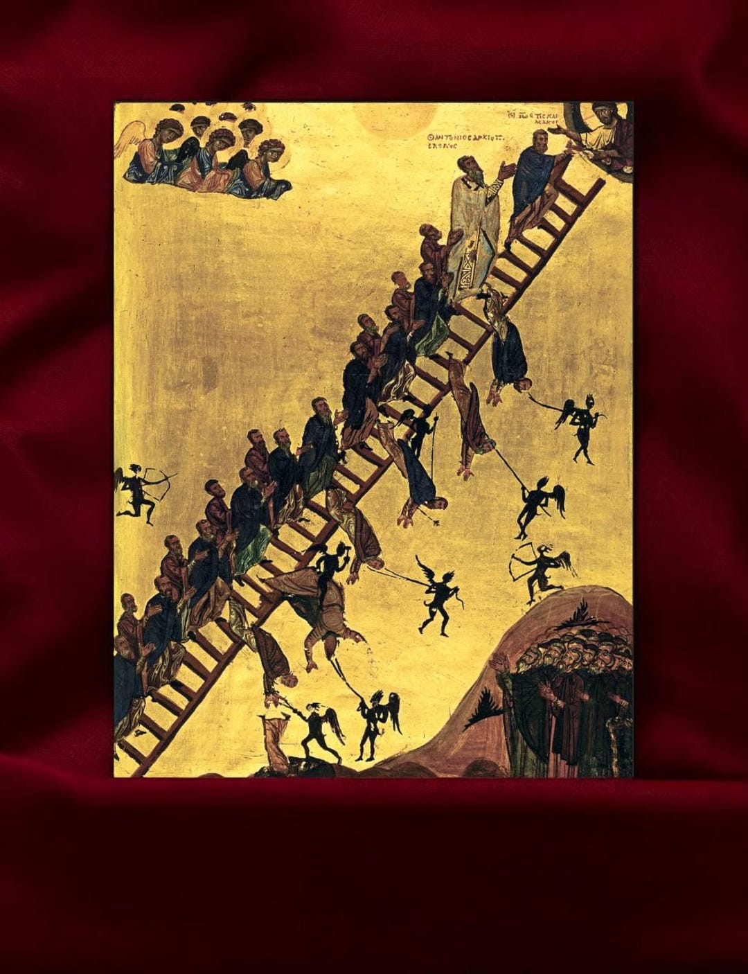 Rare Wooden Orthodox Icon of the Ladder of Divine Ascent by St John ...