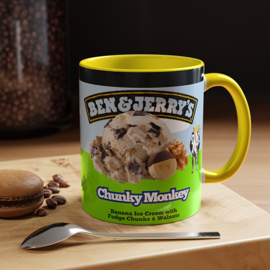 Coffee Mug, Ben & Jerry's Chunky Monkey Themed, Ice Cream Lover Gift ...