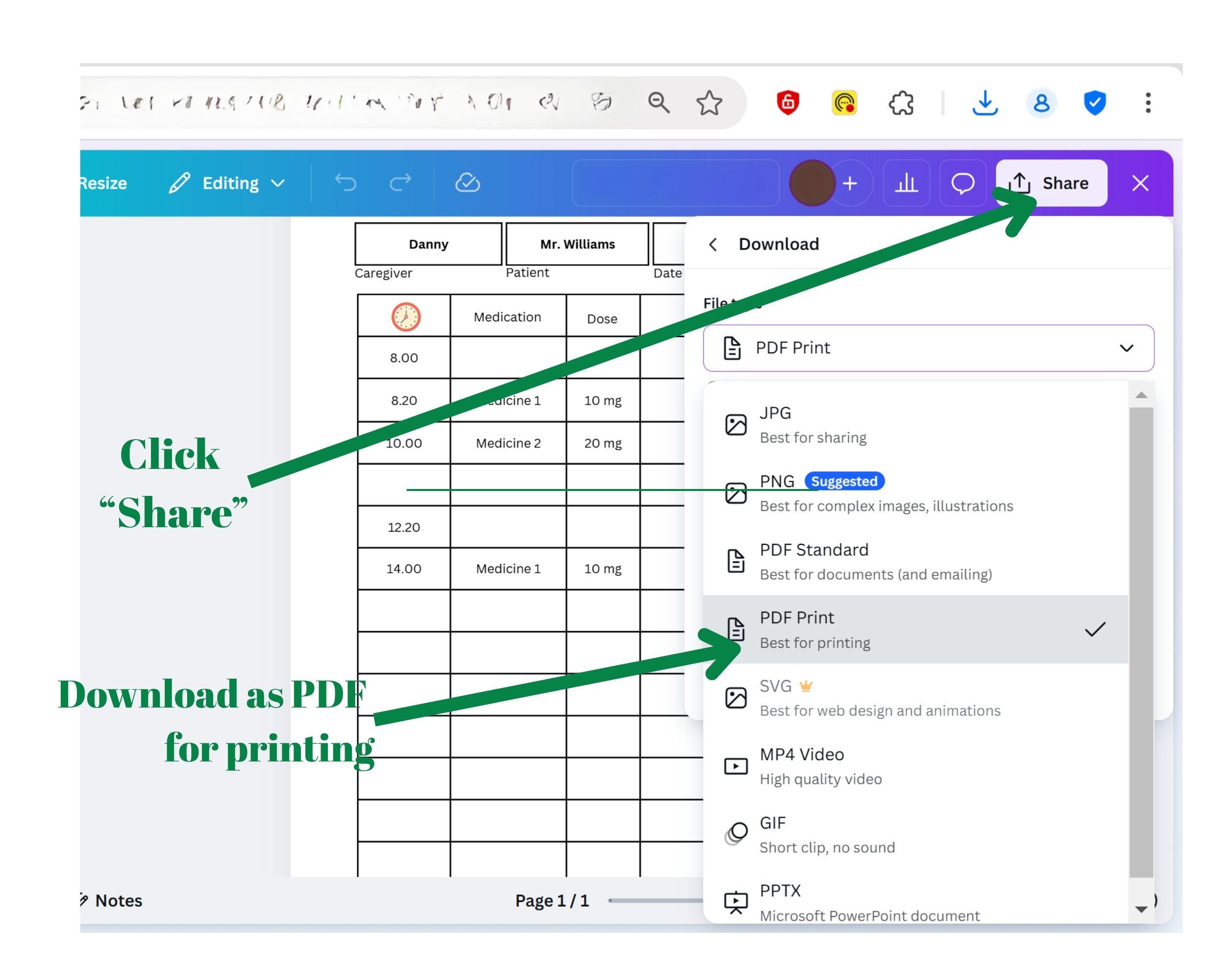 Customizable Medication Schedule Canva Template Page, Printable ...