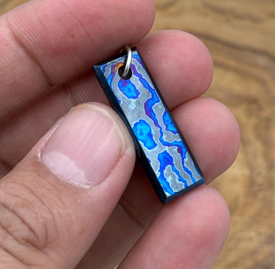 Titanium Pendant Handmade Colorful Locket Timascus Bar Pendant ...
