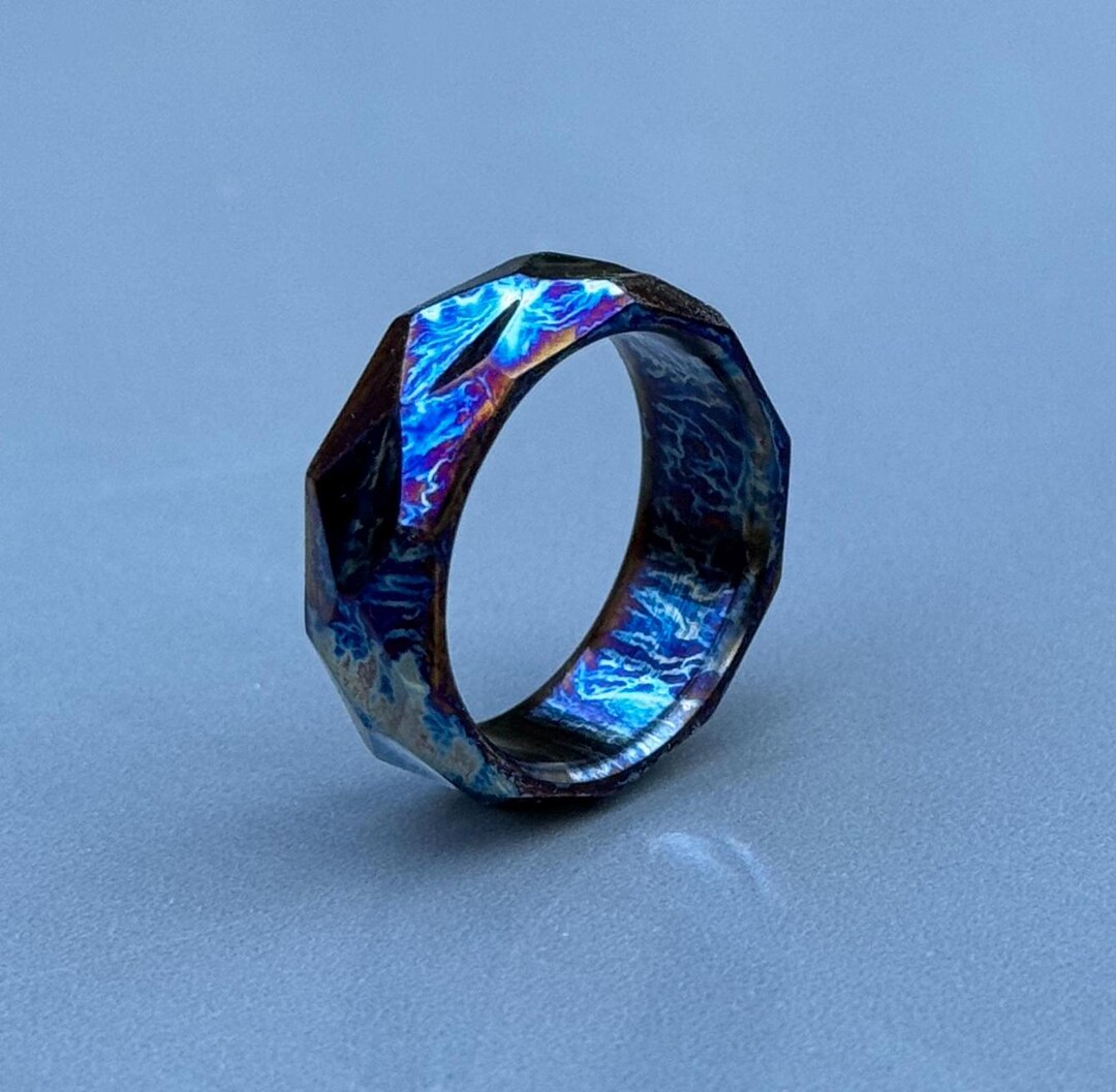 Handmade Titanium Rock Hammered Ring, Toxic Anodized Finish - Etsy