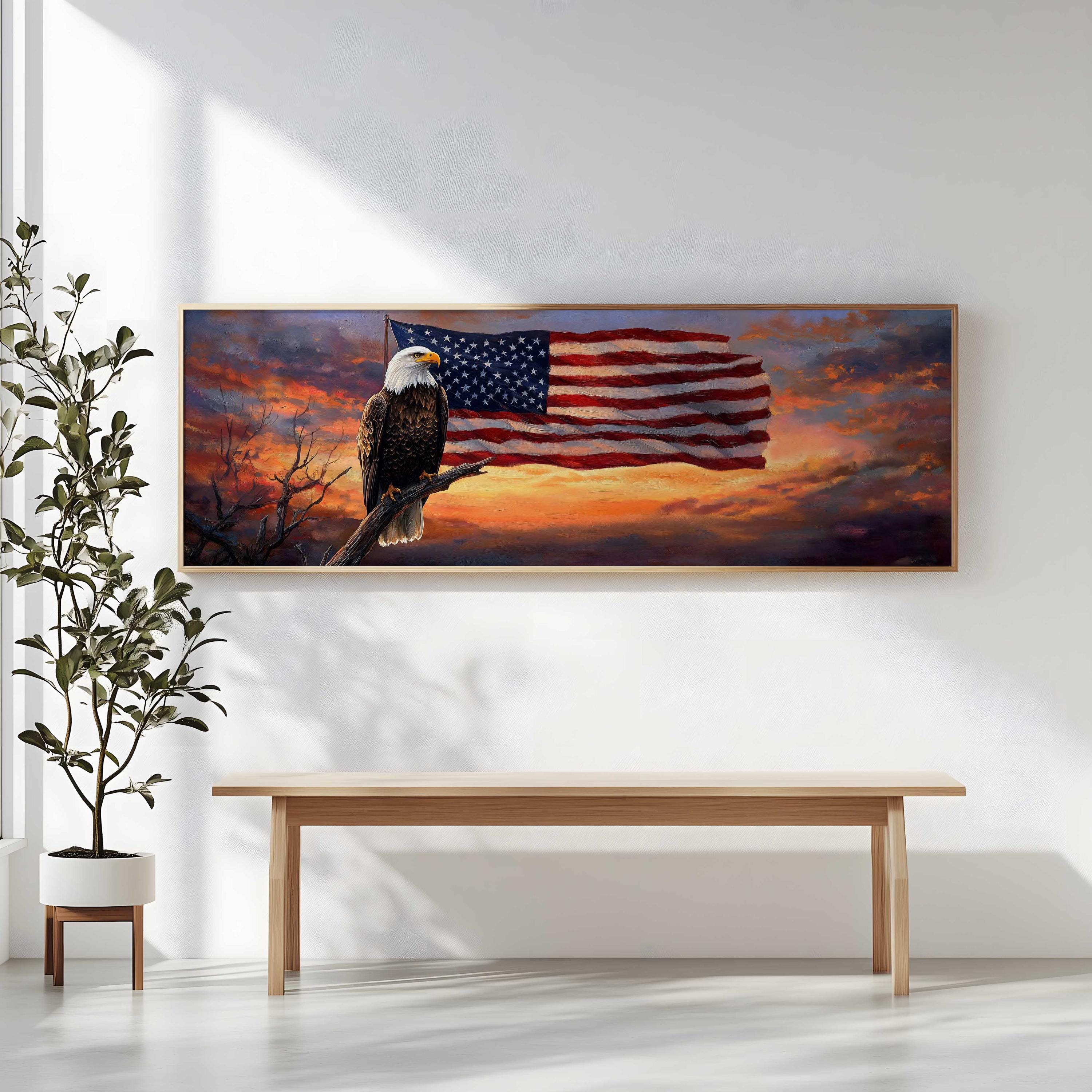 Bald Eagle American Flag Wall Art, American Flag Painting, Bald Eagle ...
