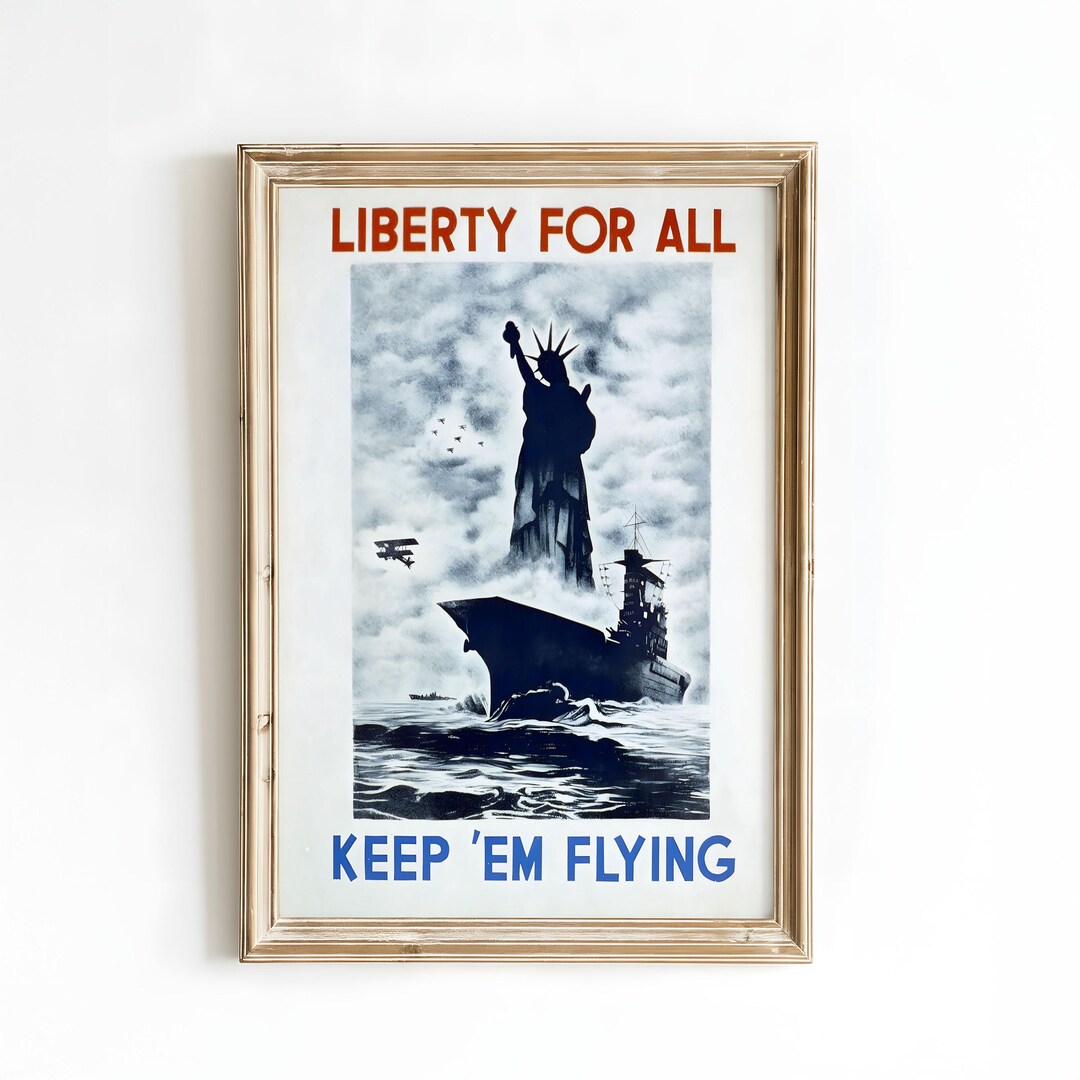 Liberty for All WWII Poster Print, Vintage Military Wall Art, Retro ...