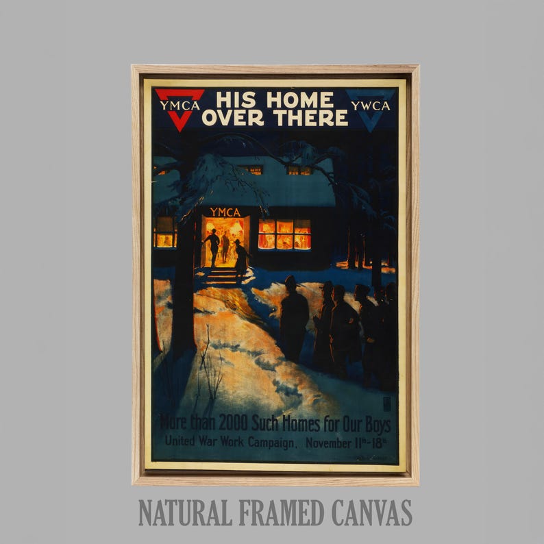 Vintage WWI YMCA Poster His Home Over There, World War 1 Propaganda Art ...