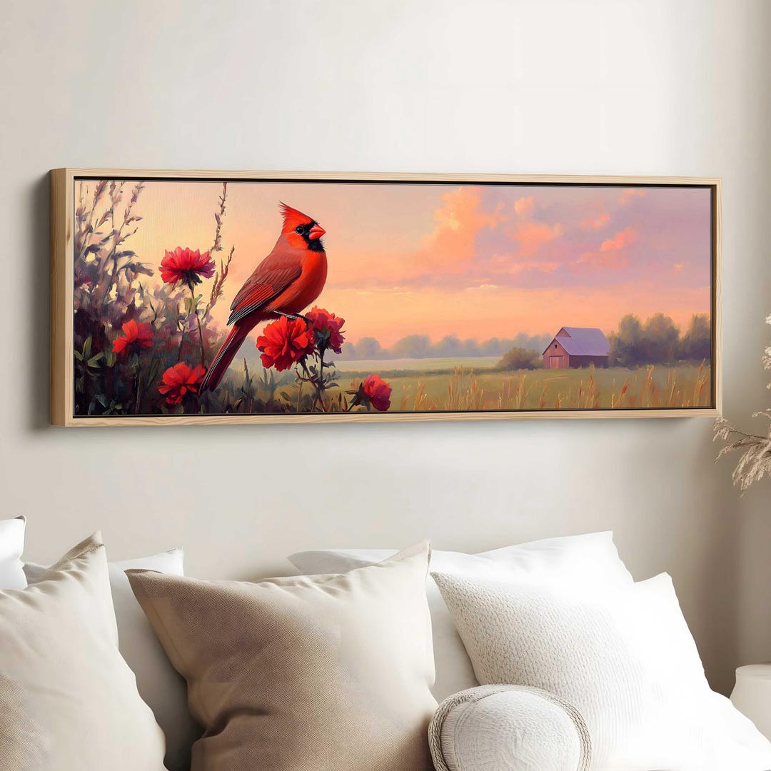 Ohio State Bird Art, Northern Cardinal Decor, Scarlet Carnation Art ...