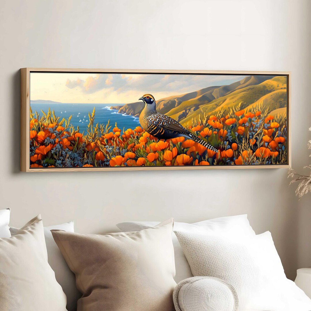 California State Bird Art, California Quail Decor, California Poppy Art ...