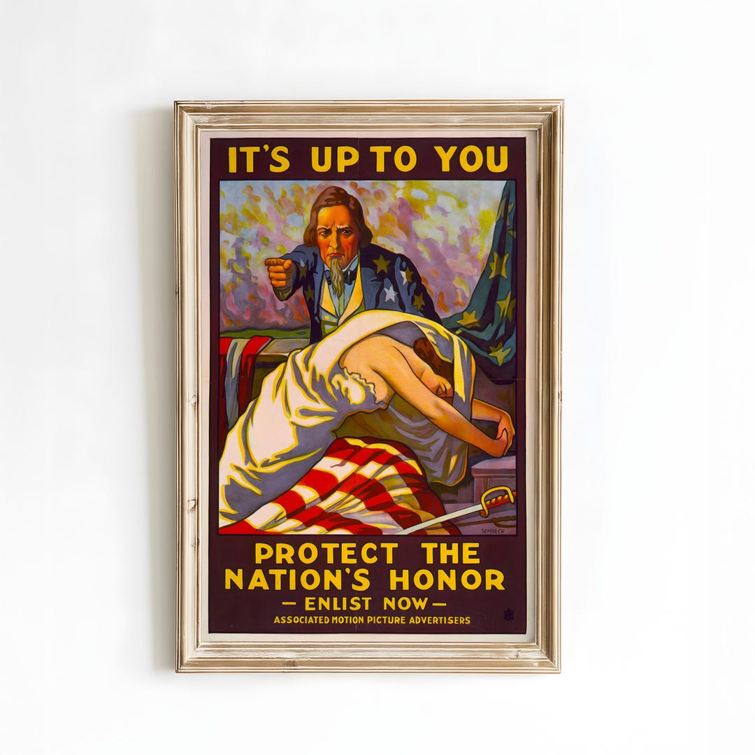 Vintage WWI Propaganda Poster Art, It’s up to You Protect the Nations ...