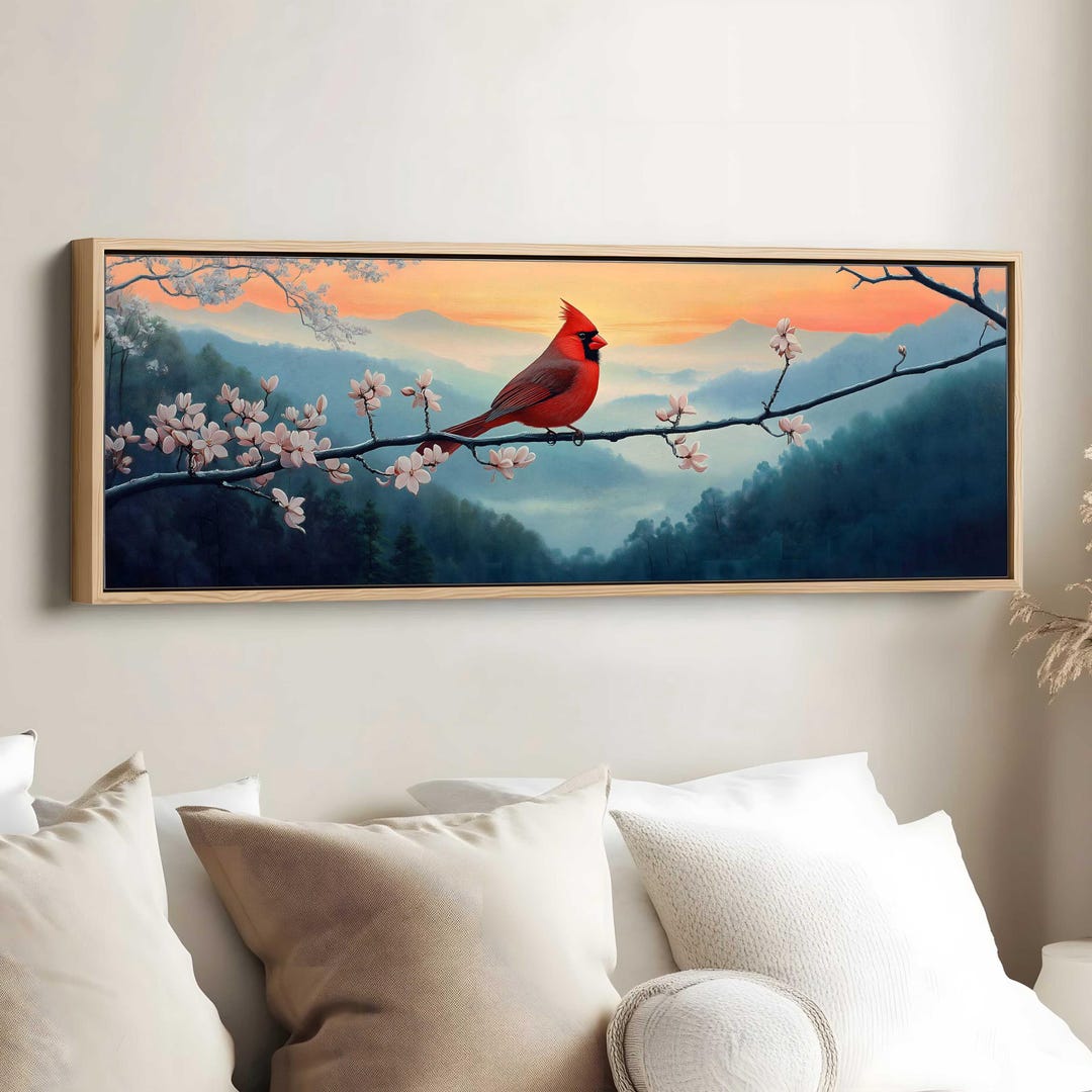 North Carolina State Bird Art, Northern Cardinal Decor, Dogwood Flower ...