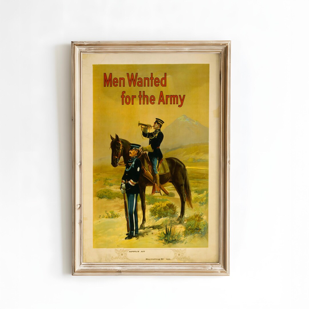 Vintage Men Wanted for the Army Poster, US Cavalry Military Art, WWI ...