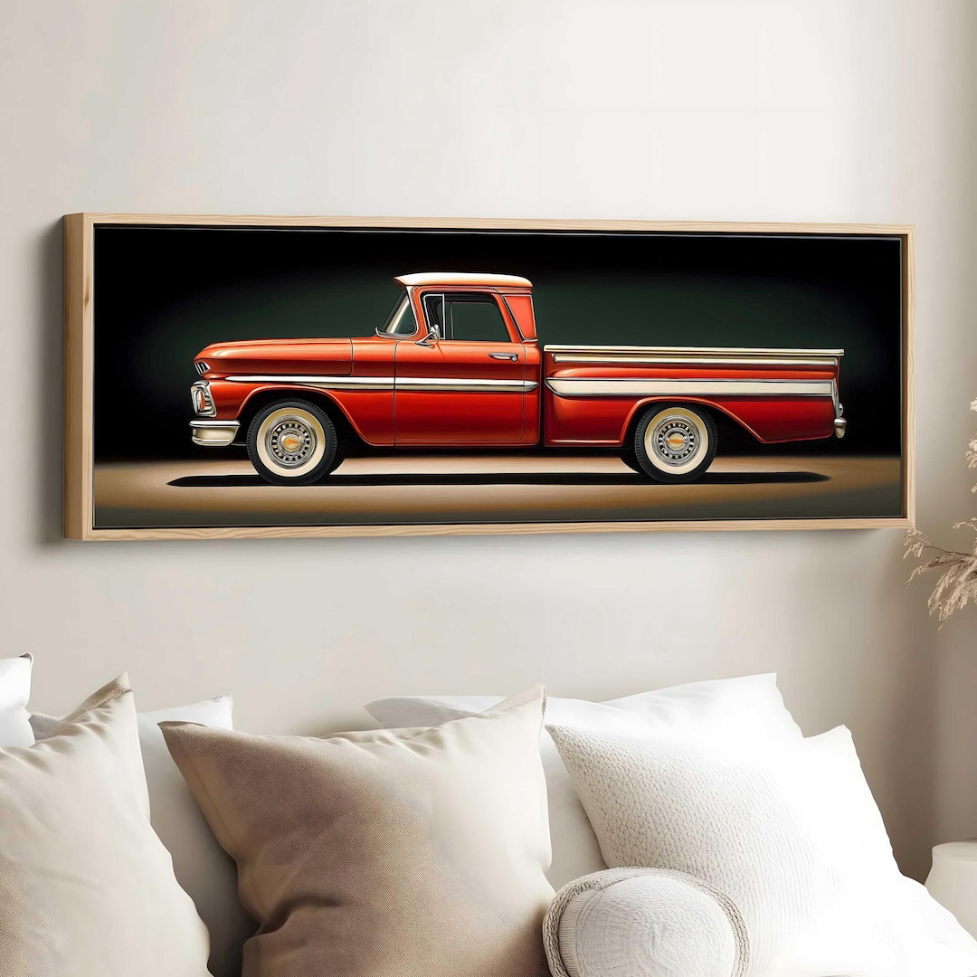 1960 Chevrolet C10, Panoramic Canvas Print, Vintage Automotive Wall Art ...