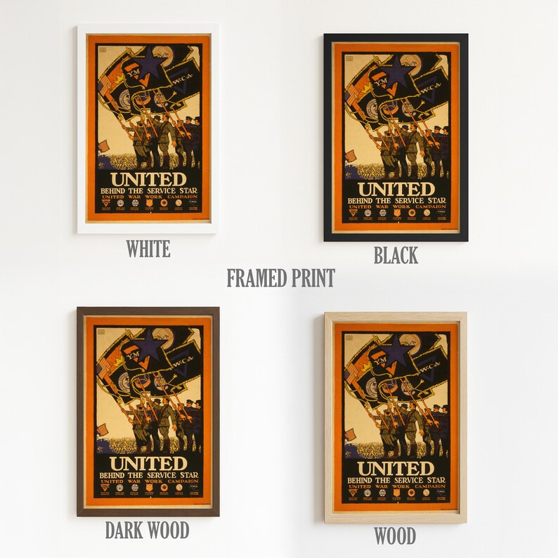 Vintage United War Work Campaign Poster, WWI Patriotic Wall Art ...
