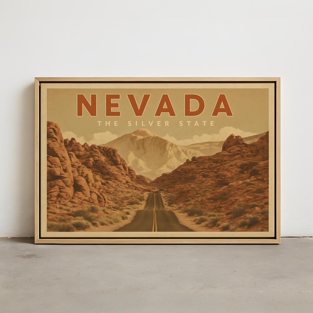 Nevada Wall Art – the Silver State Desert Print – Vintage Western Decor ...