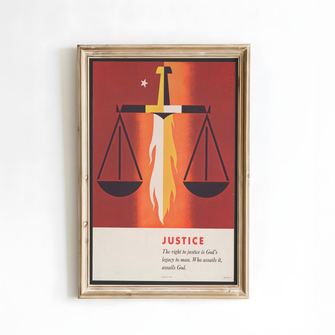 Vintage Justice Sword & Scales Poster - Retro Law Art Print - Attorney ...