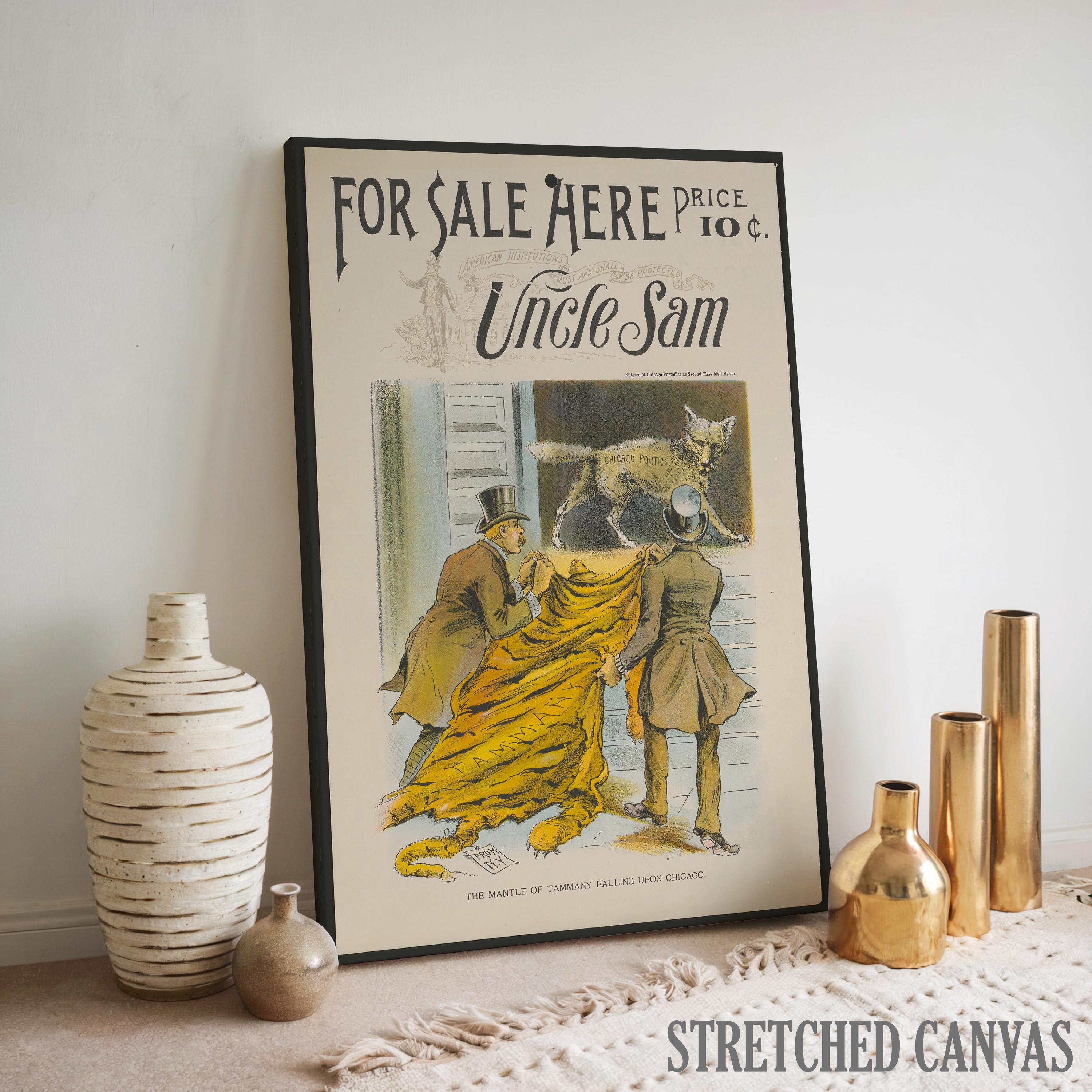 Uncle Sam Political Poster, Vintage Tammany Hall Art, Chicago Politics ...