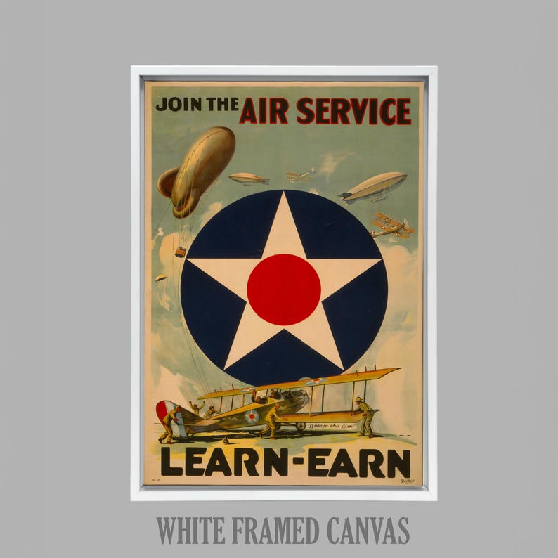 Vintage WWI US Air Service Poster - Retro Military Aviation Wall Art ...