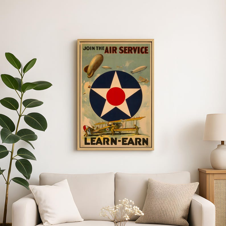 Vintage WWI US Air Service Poster - Retro Military Aviation Wall Art ...